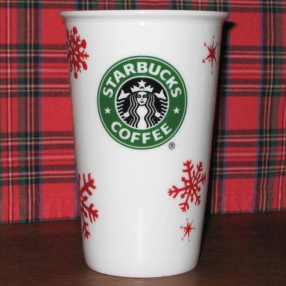 Starbucks | Dining | Starbucks 20 Snowflake Ceramic Tumbler Mug Cup Red ...